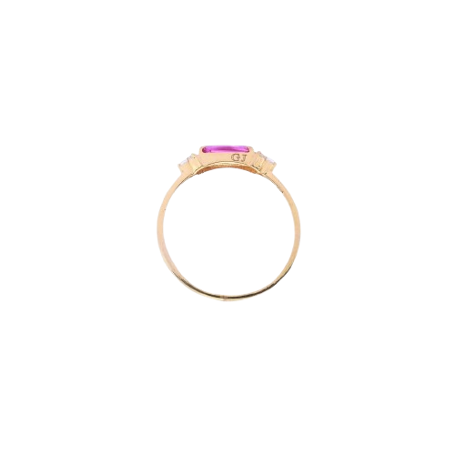 Sleek Pink Baguette Gold Ring – Minimal Sparkle (GR13) - glitzjewels